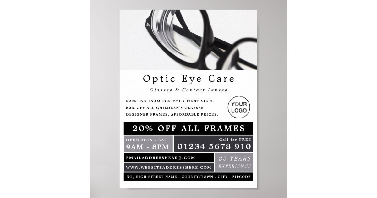 Black Frames, Optician, Technical Practitioner Poster | Zazzle