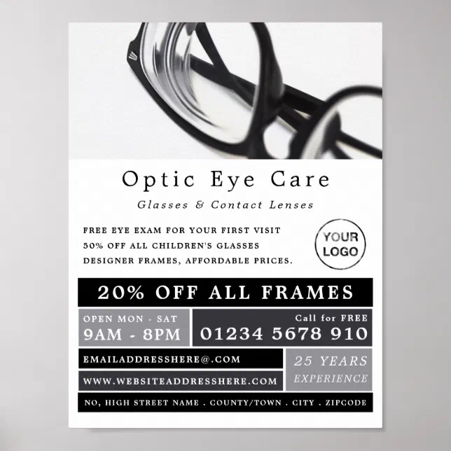 Black Frames, Optician, Technical Practitioner Poster | Zazzle