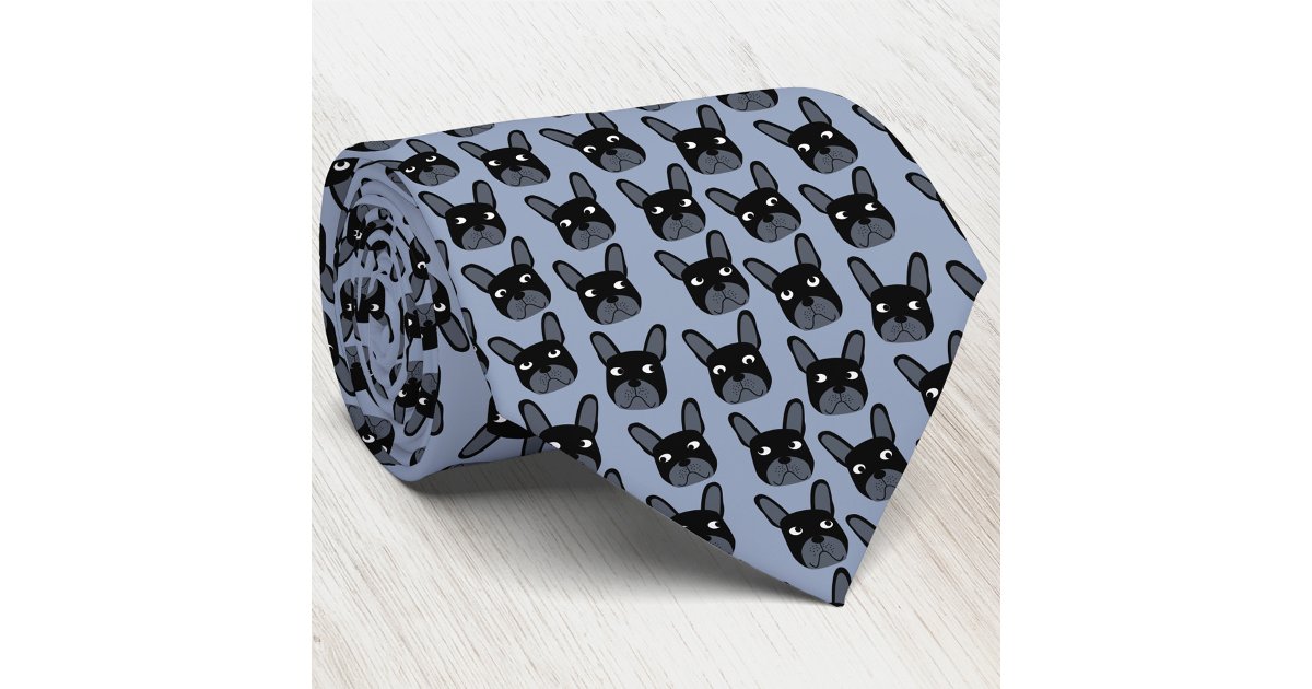 Black French Bulldog Blue Neck Tie | Zazzle
