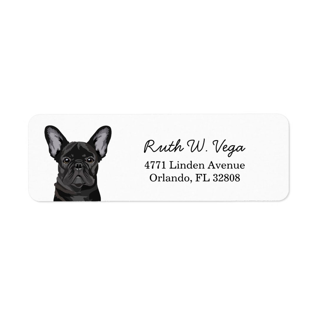 Black French Bulldog Return Address Label | Zazzle