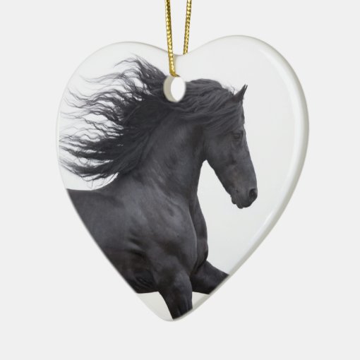 Black Friesian Runs Horse Christmas Ornament | Zazzle