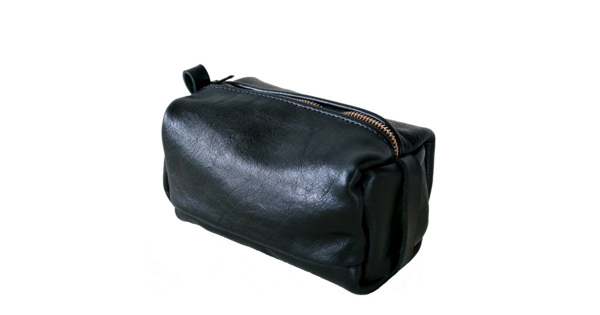 Black Full Grain Italian Leather Dopp Kit | Zazzle