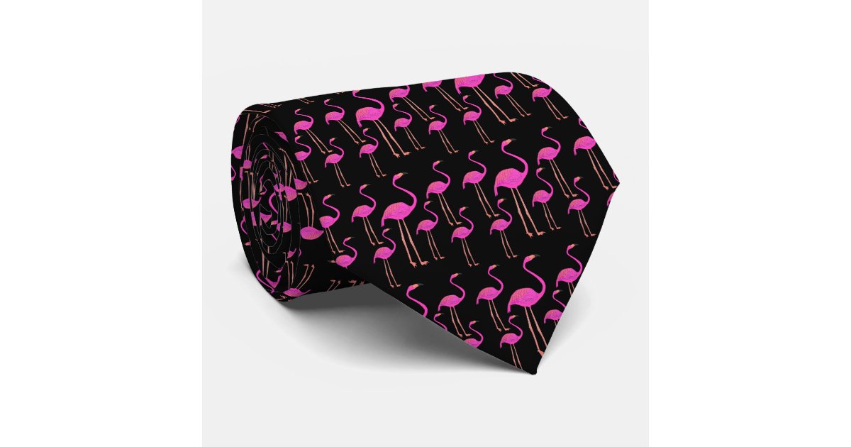 Black Funky Flamingos Tie | Zazzle