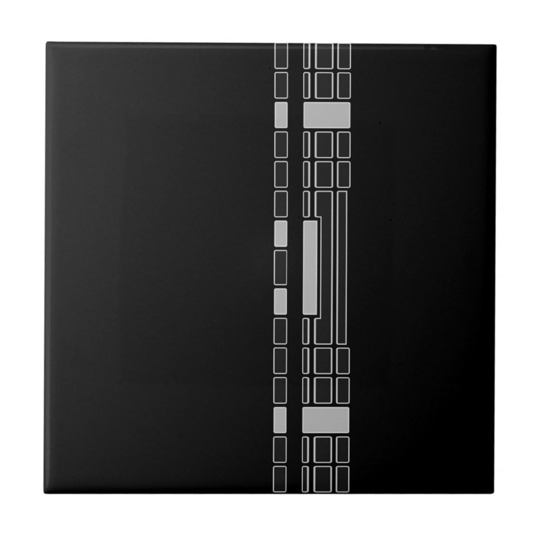 Black Geometric Stripe Art Deco Style Ceramic Tile | Zazzle