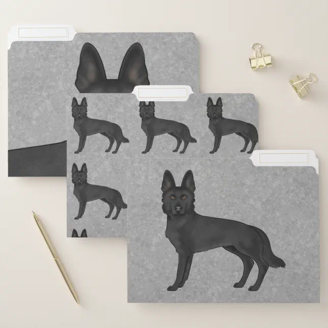Black German Shepherd Cute Cartoon GSD Breed Dog File Folder | Zazzle