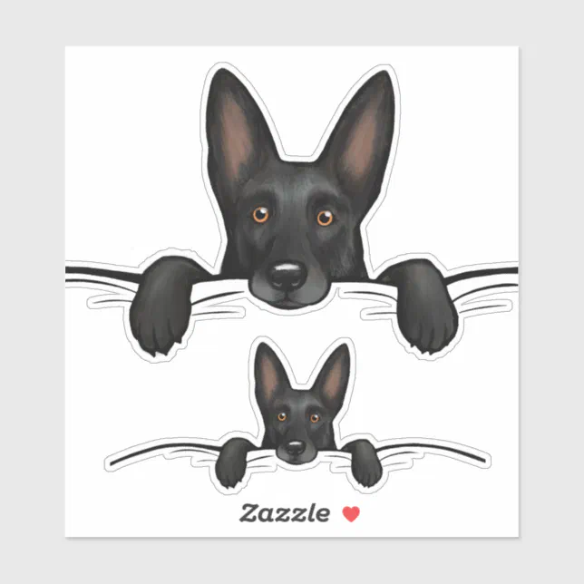 Black German Shepherd Dog Peeking Sticker | Zazzle