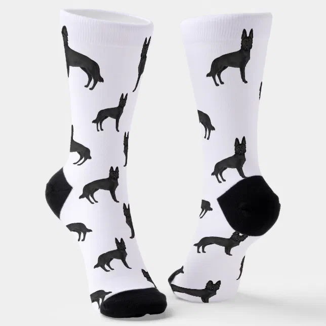 Black German Shepherd GSD Cute Cartoon Dog Pattern Socks | Zazzle