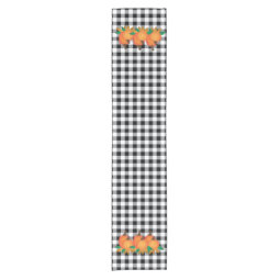 Black Gingham pattern and pumpkins table runner | Zazzle
