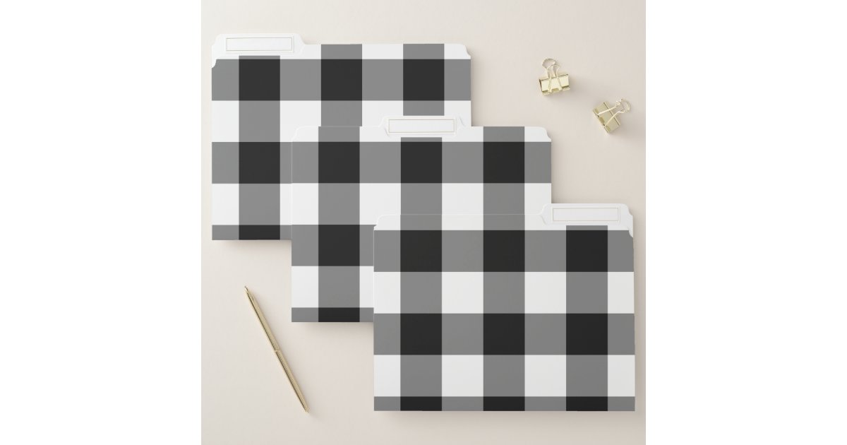 Black Gingham Pattern File Folder | Zazzle