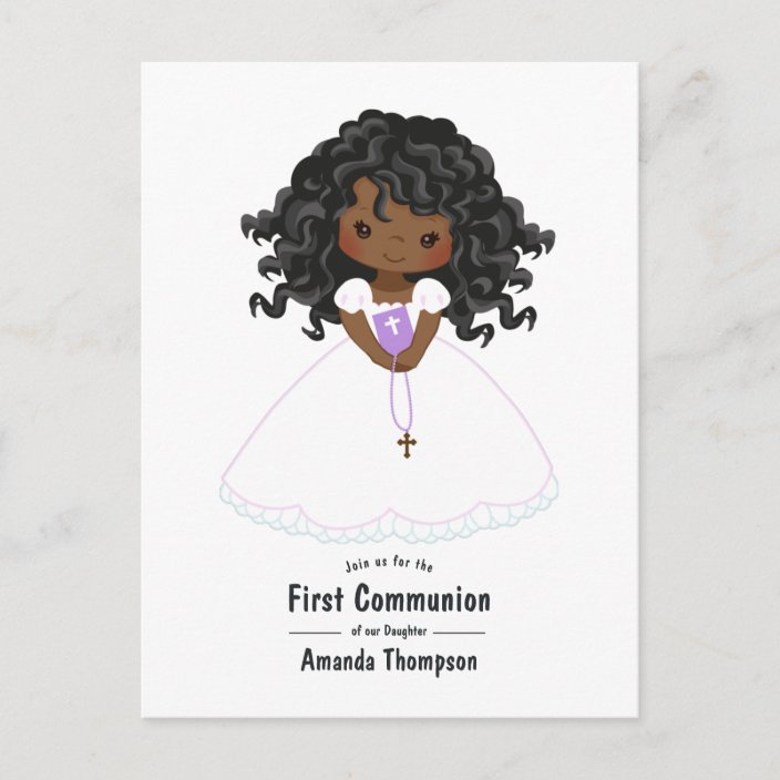 Black Girl First Holy Communion Postcard | Zazzle.com