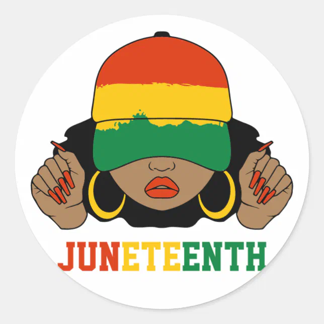 Black Girl Juneteenth Black History Month Classic Round Sticker | Zazzle