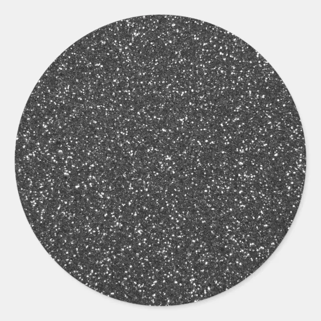 Black Glitter Classic Round Sticker | Zazzle