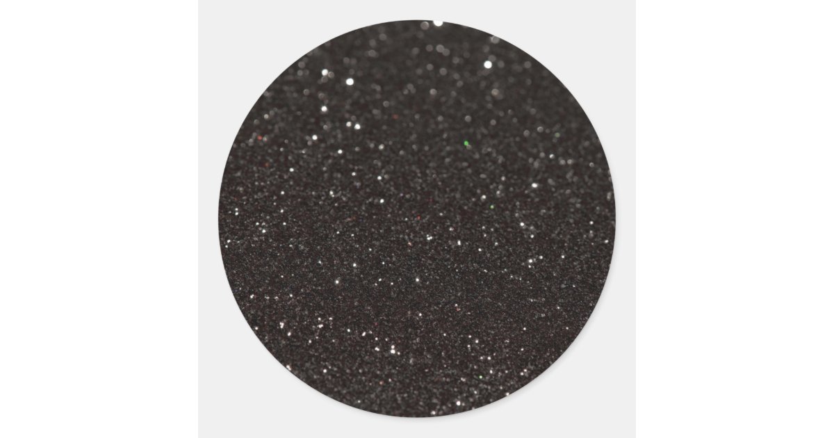Black Glitter Custom Trendy Classic Round Sticker | Zazzle