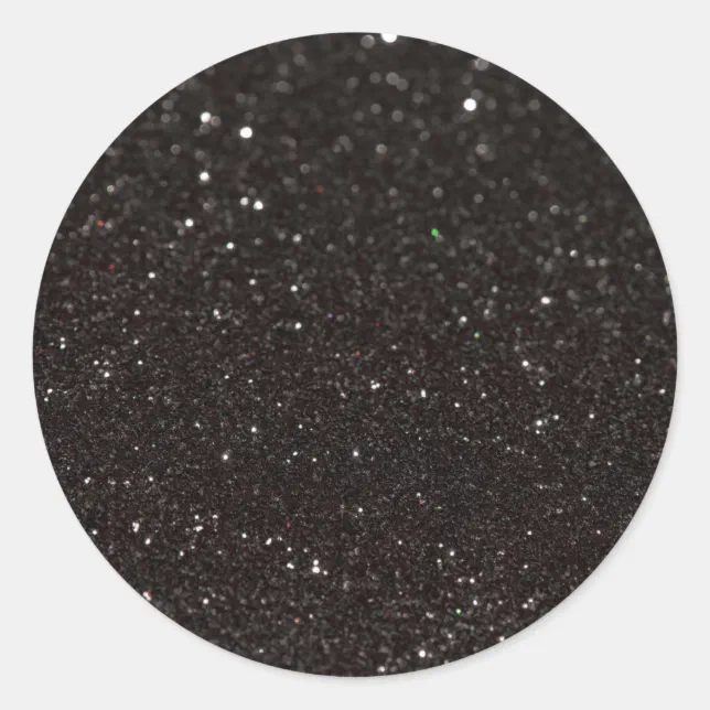 Black Glitter Custom Trendy Classic Round Sticker | Zazzle