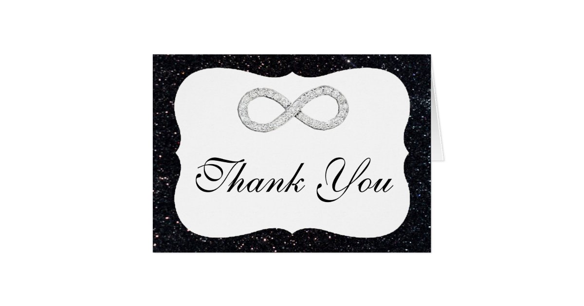 Black Glitter Diamond Infinity Thank You Card | Zazzle