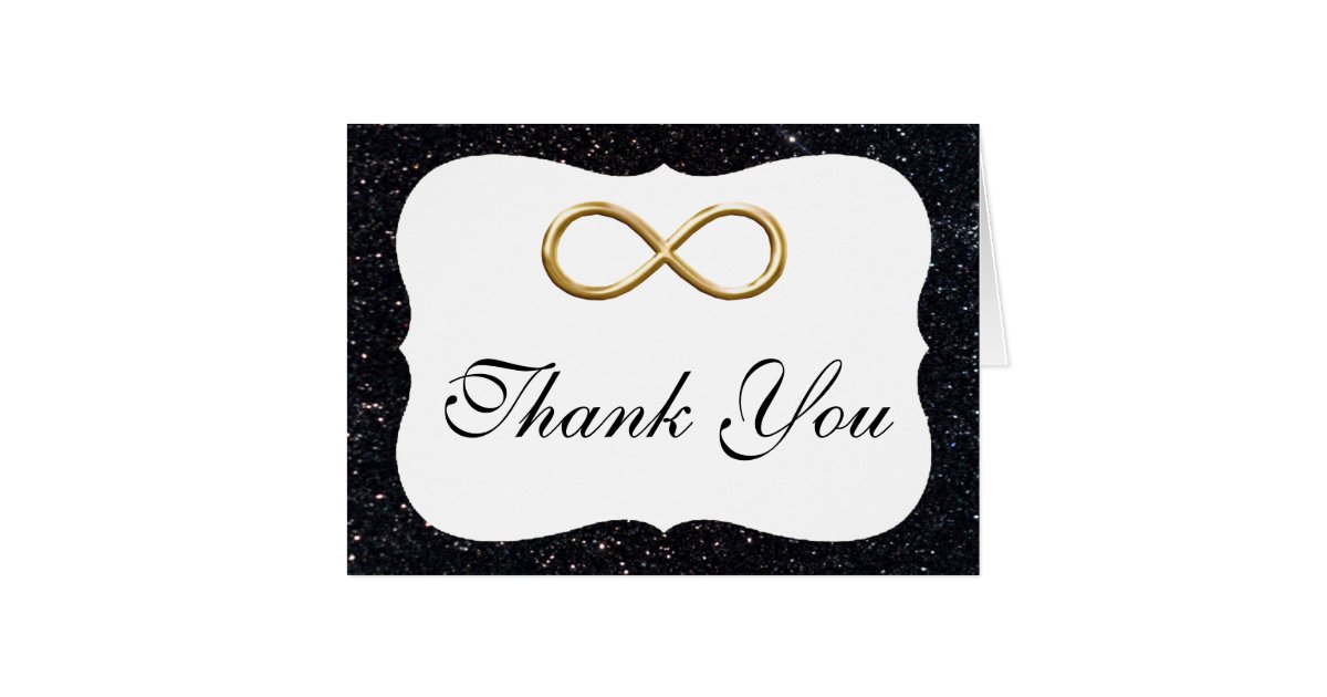 Black Glitter Gold Infinity Thank You Card | Zazzle
