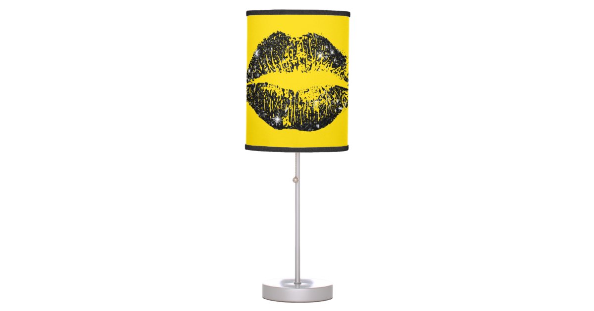 Black Glitter Lips #3 Table Lamp | Zazzle