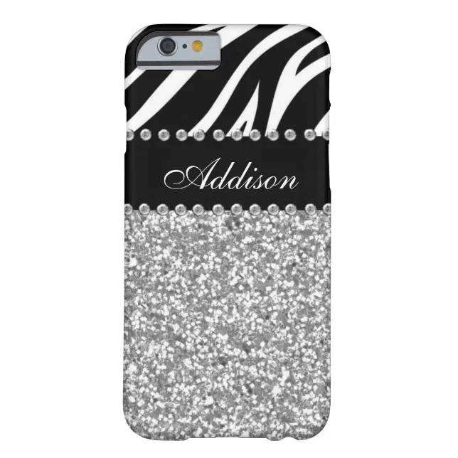 Black Glitter Zebra Rhinestone Girly Case | Zazzle