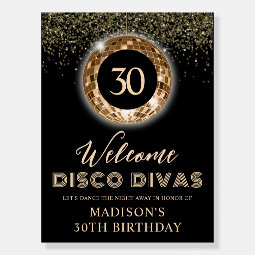 Black Gold 30th Birthday Welcome Sign Foam Boards | Zazzle
