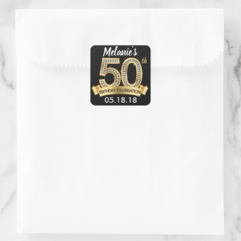 Black & Gold 50th Birthday Stickers | Zazzle
