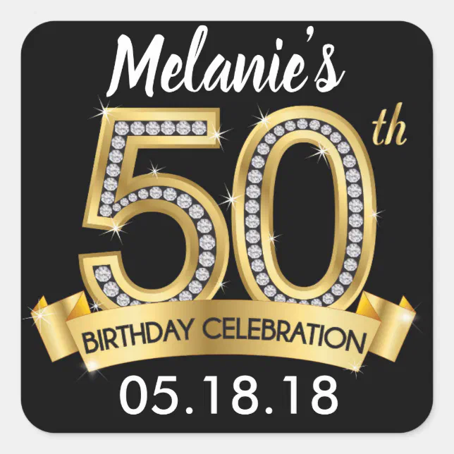 Black And Gold 50th Birthday Stickers Zazzle