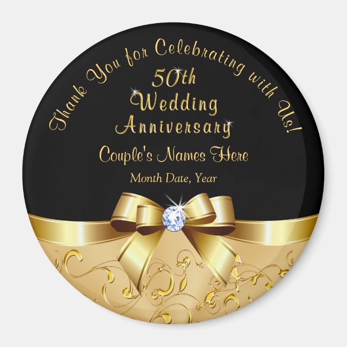 Black Gold, 50th Wedding Anniversary Party Favors Magnet | Zazzle.com