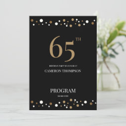 Black Gold 65th birthday Elegant Party Program | Zazzle