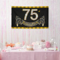 Black Gold 75th Birthday Party Banner | Zazzle