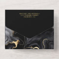 Black Gold Abstract Fluid Ink QR Code Wedding All In One Invitation ...