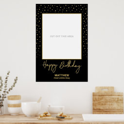 Black & Gold Adult Birthday Photo Frame Prop Poster | Zazzle