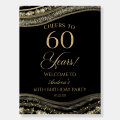 Black Gold Agate 60th Birthday Party Welcome Sign | Zazzle