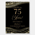 Black Gold Agate 75th Birthday Party Welcome Sign | Zazzle