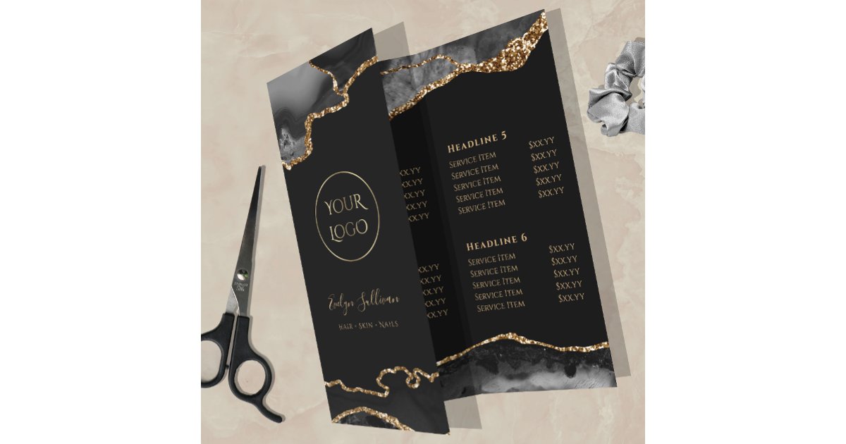 black gold agate brochure | Zazzle
