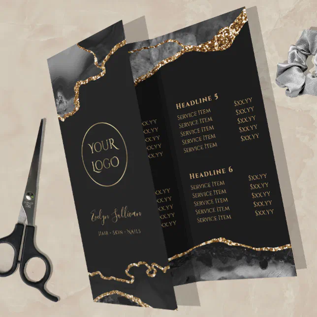 black gold agate brochure | Zazzle
