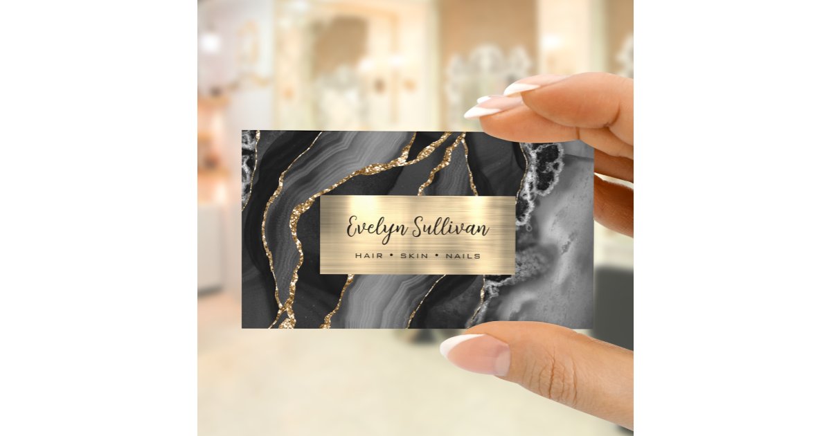 Black Gold Agate Business Card | Zazzle
