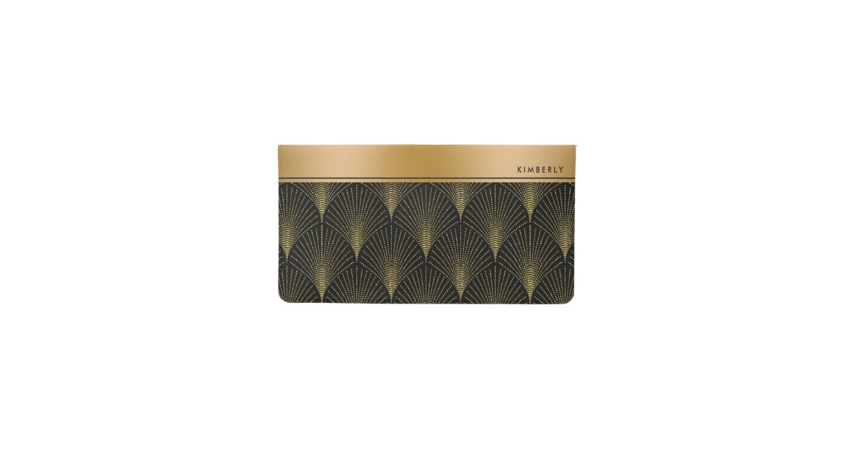 Black & Gold Art-Deco Pattern Checkbook Cover | Zazzle