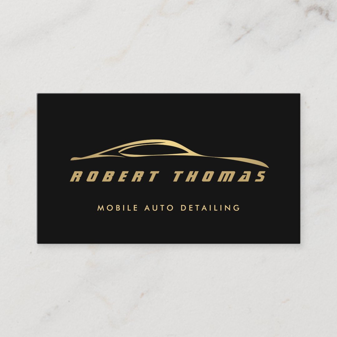 Black/Gold Auto Detail, Automobile Repair Business Card | Zazzle