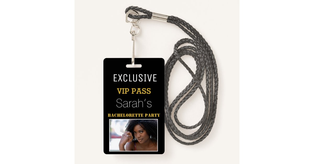 Black Gold Bachelorette Party Pass VIP Invites Badge | Zazzle