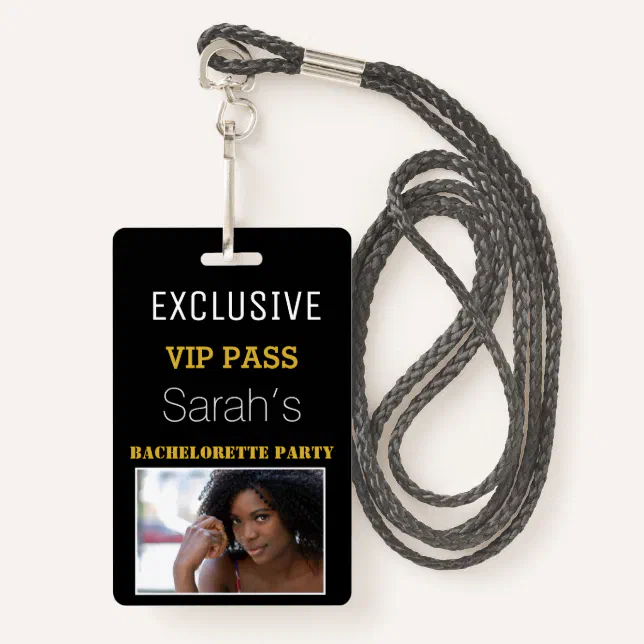 Black Gold Bachelorette Party Pass VIP Invites Badge | Zazzle
