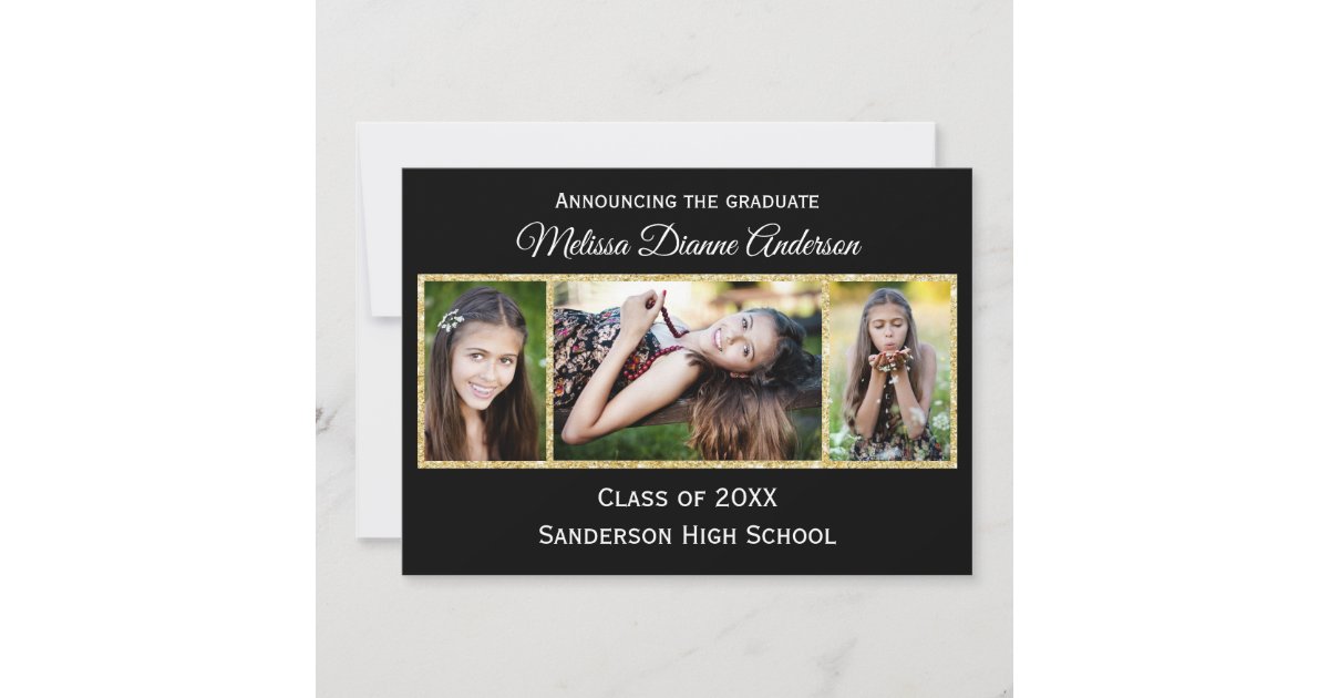 Black/Gold Background - Graduation Party Invitation | Zazzle