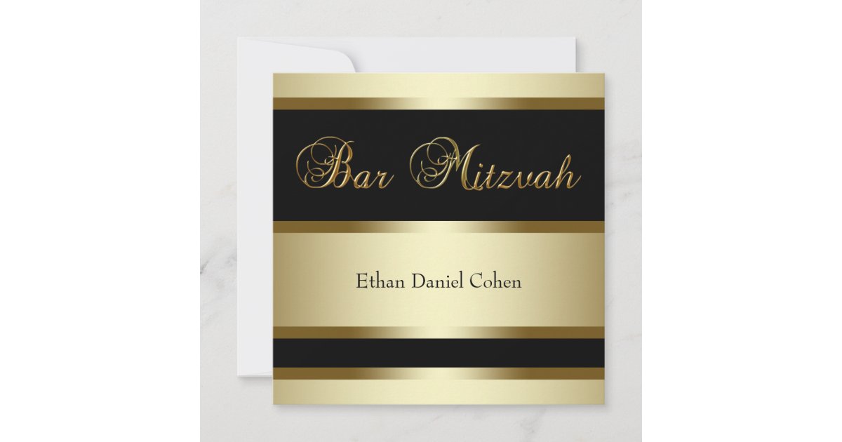 Black Gold Bar Mitzvah Invitations | Zazzle