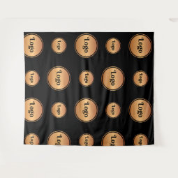 Black Gold Big Small Round Logo Step and Repeat Tapestry | Zazzle