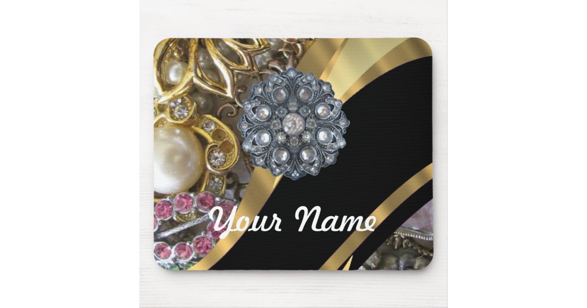 Black & gold bling mouse pad | Zazzle