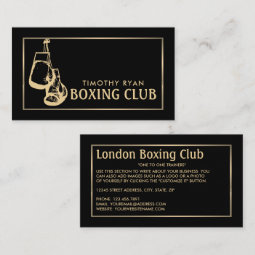 Black & Gold Boxing Gloves, Boxer, Boxing Trainer Business Card | Zazzle