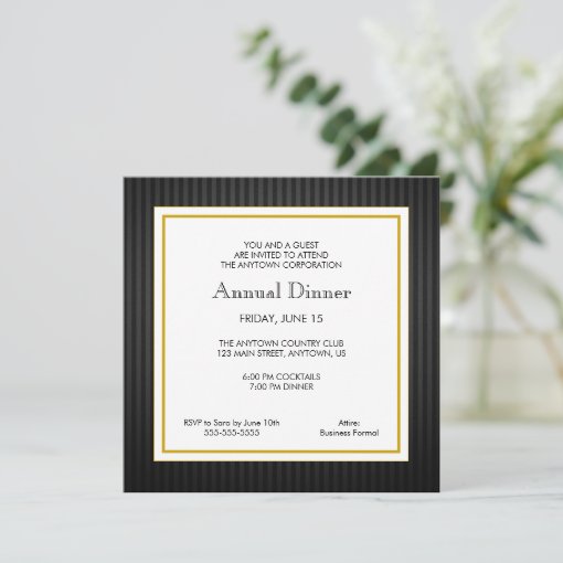 Black & Gold Business Professional Dinner Invitation | Zazzle