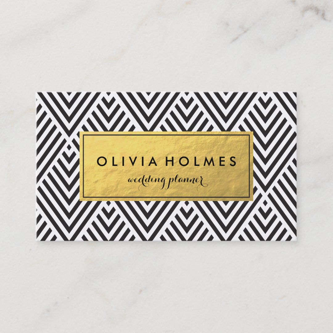 Black & Gold Chevron Pattern Business Card | Zazzle