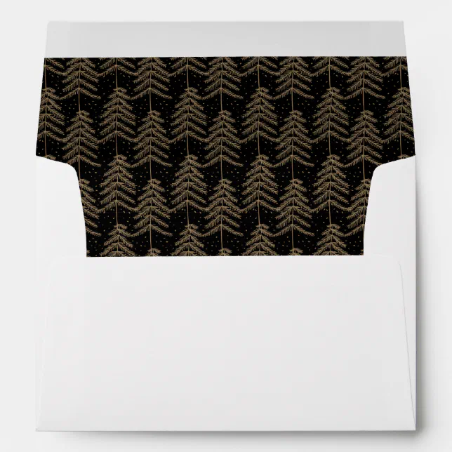 Black Gold Christmas Pine Tree Envelope Lining | Zazzle
