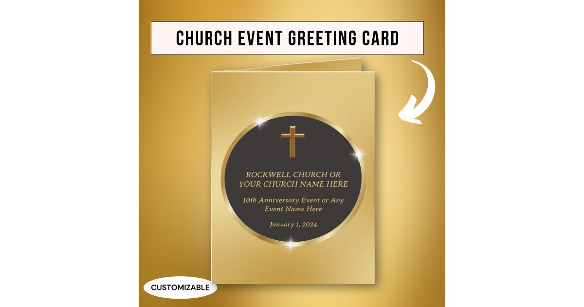 Black Gold Church Appreciation Anniversary Event Card | Zazzle