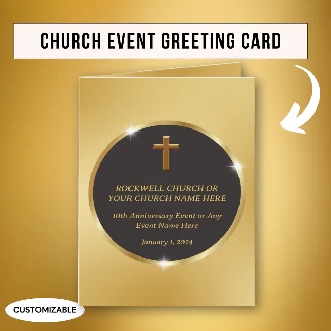 Black Gold Church Appreciation Anniversary Event Card | Zazzle