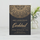 BLACK GOLD CLASSIC ORNATE MANDALA COCKTAIL PARTY INVITATION | Zazzle